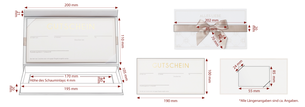 Maße der Boxen und Gutscheine – NICAB Nica awesome box